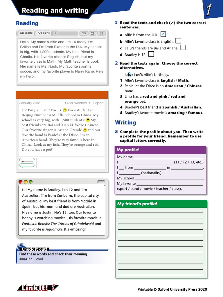 Link It 1 Reading and Writing | PDF | Bedroom