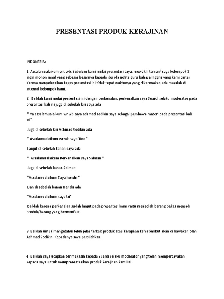 Presentasi Bahasa Inggris | PDF