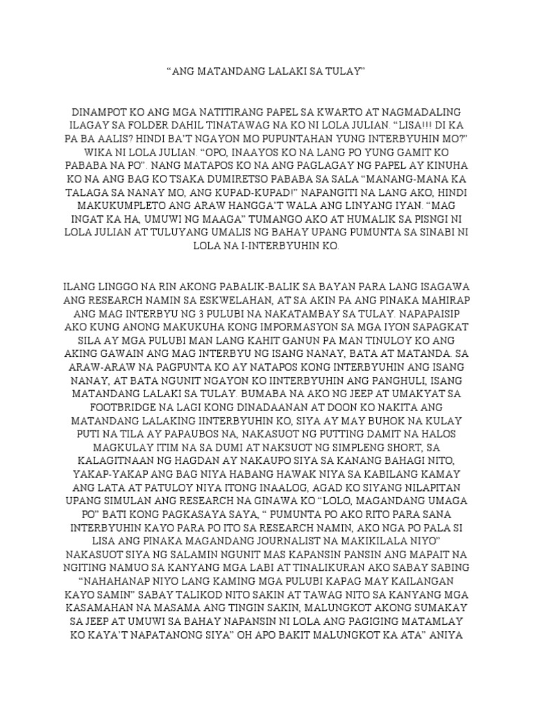 Ang Matandang Lalaki Sa Tulay | PDF