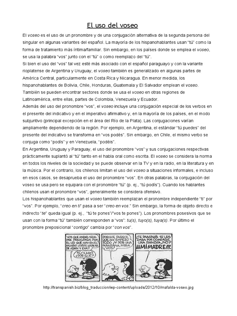 El Uso Del Voseo | PDF | Lengua española | Lingüística