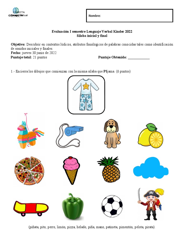 Eval. Sílaba Inicial y Final | PDF