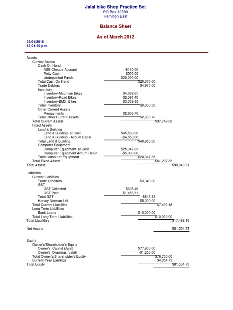 Standard Balance Sheet Jalal | PDF | Equity (Finance) | Balance Sheet