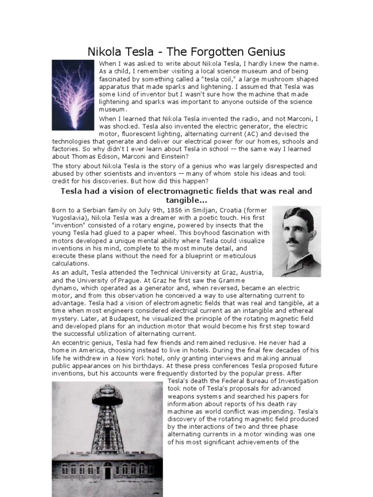 Nicola Tesla | PDF | Alternating Current | Nikola Tesla