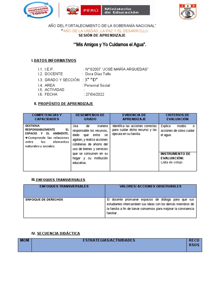 Mis Amigos y Yo Cuidamos El Agua | PDF | Evaluación | Aprendizaje