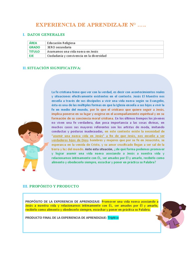 Experiencia de Aprendizaje # ..: Datos Generales | PDF | Fe | Jesús