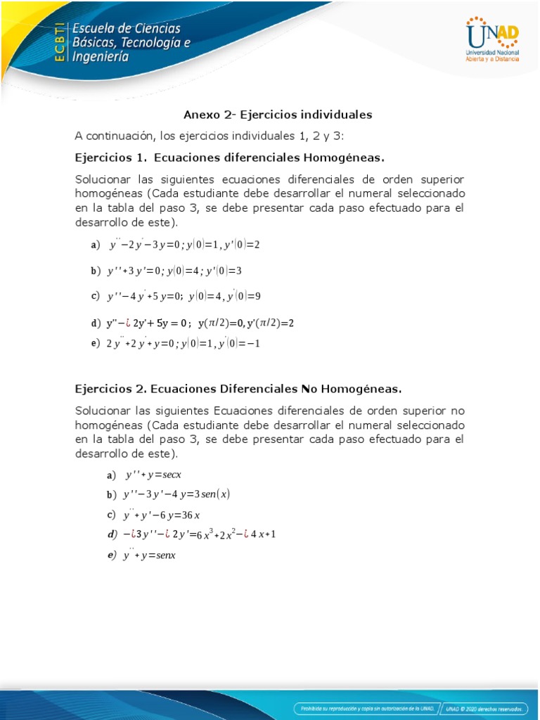 Anexo 4 - Ejercicios Tarea 2 | PDF | Ecuaciones | Cantidades fisicas