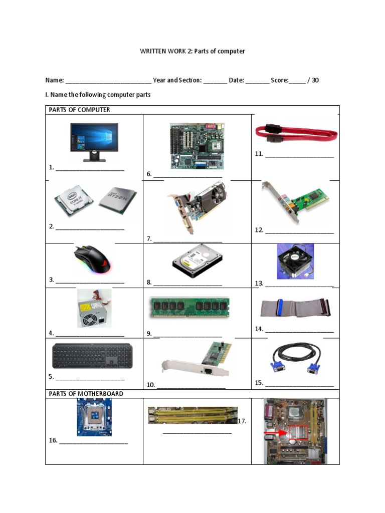 WRITTEN WORK 2 Parts of Computer | PDF | Computing | Computer Science