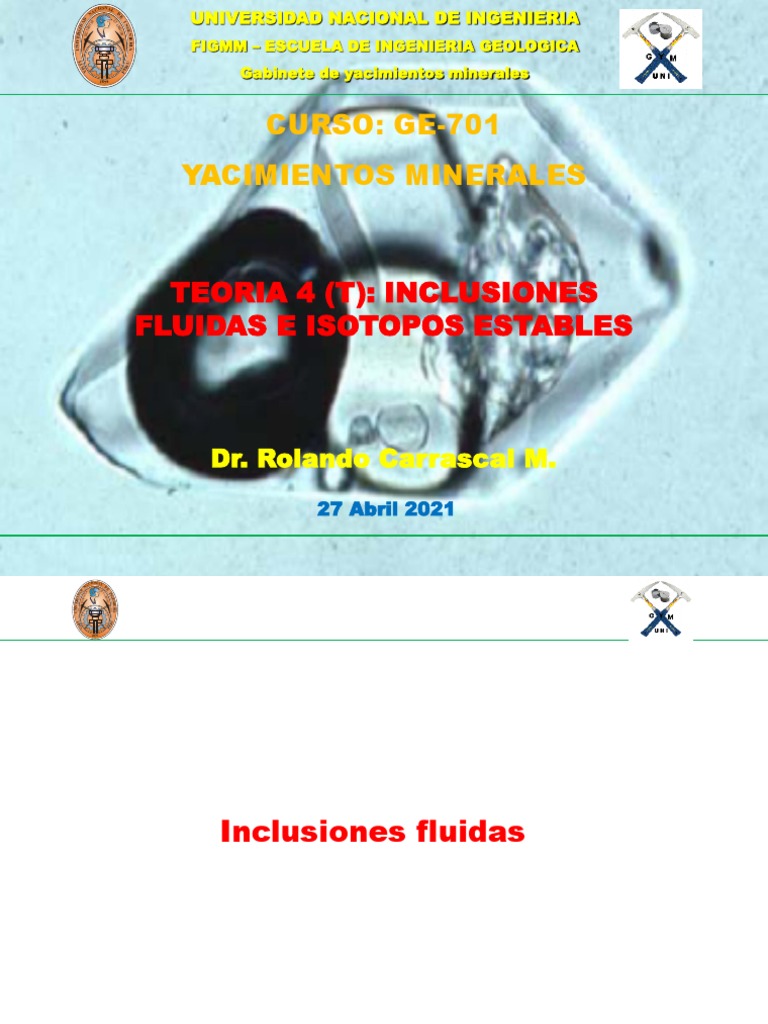 Teoria 4. Inclusiones Fluidas e Isotopos Estables | PDF | Química | Ciencias fisicas