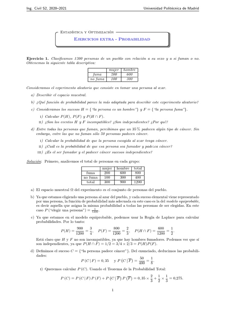 Probabilidad Ejercicios Extra | PDF | Probabilidad | Probabilidades y estadísticas