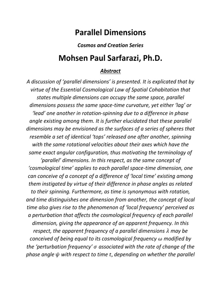 Parallel Dimensions | PDF | Time | Spacetime