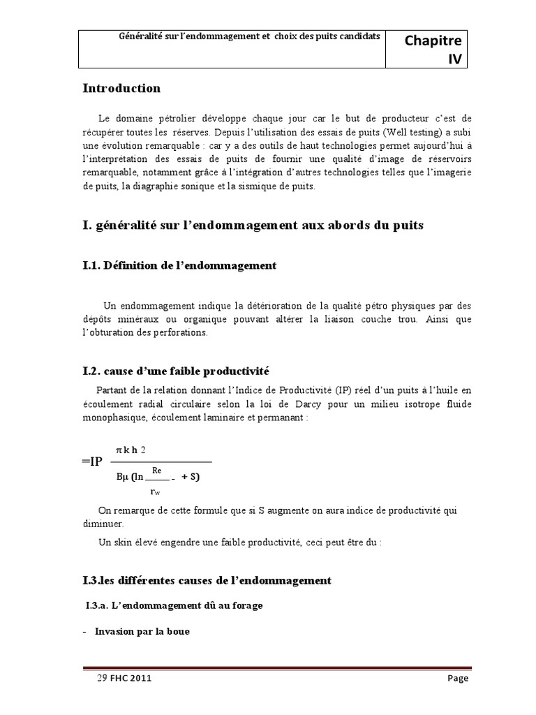 Endommagement des puits pétroliers et solutions | PDF | Lac de barrage ...