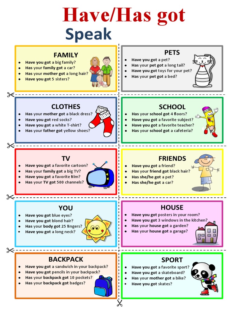 Havehas Got Speaking Cards CLT Communicative Language Teaching Resources Conv - 109701 | PDF ...