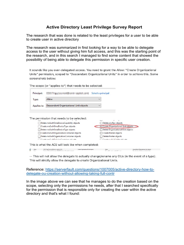 Active Directory Least Privilege Survey Report: Delegate-Ou-Creation ...