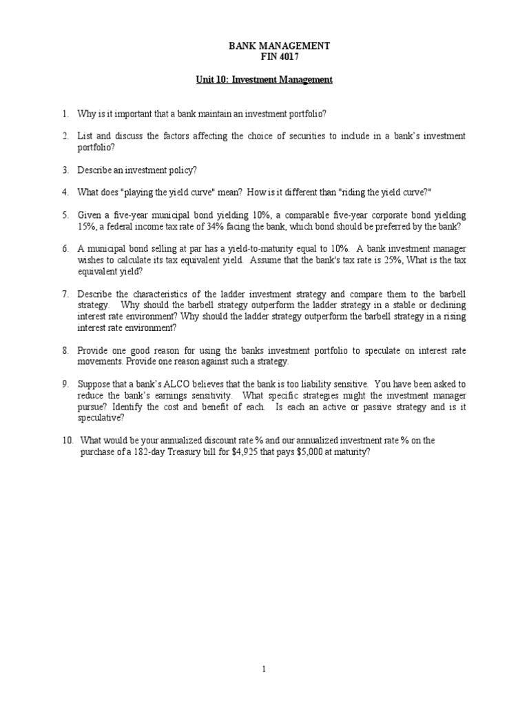 Tutorial - Unit 10 - BM | PDF