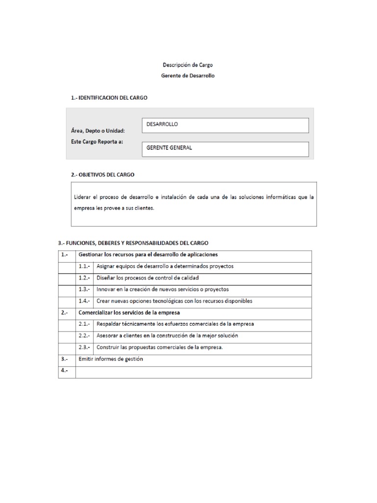 Ejemplo 2 Descriptor de Cargo | PDF