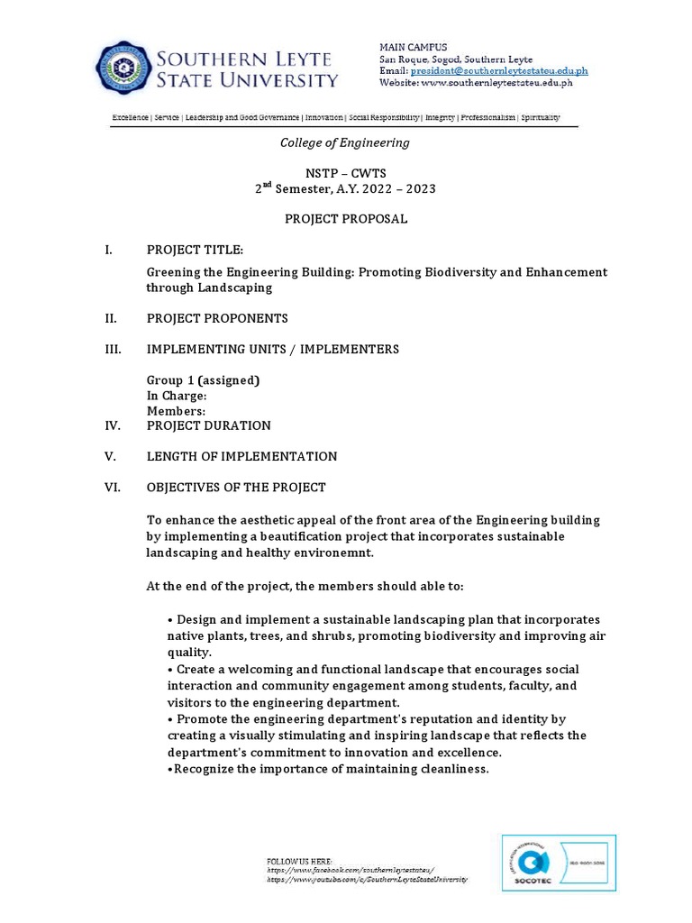 CWTS Project Proposal | PDF | Sustainability | Natural Environment