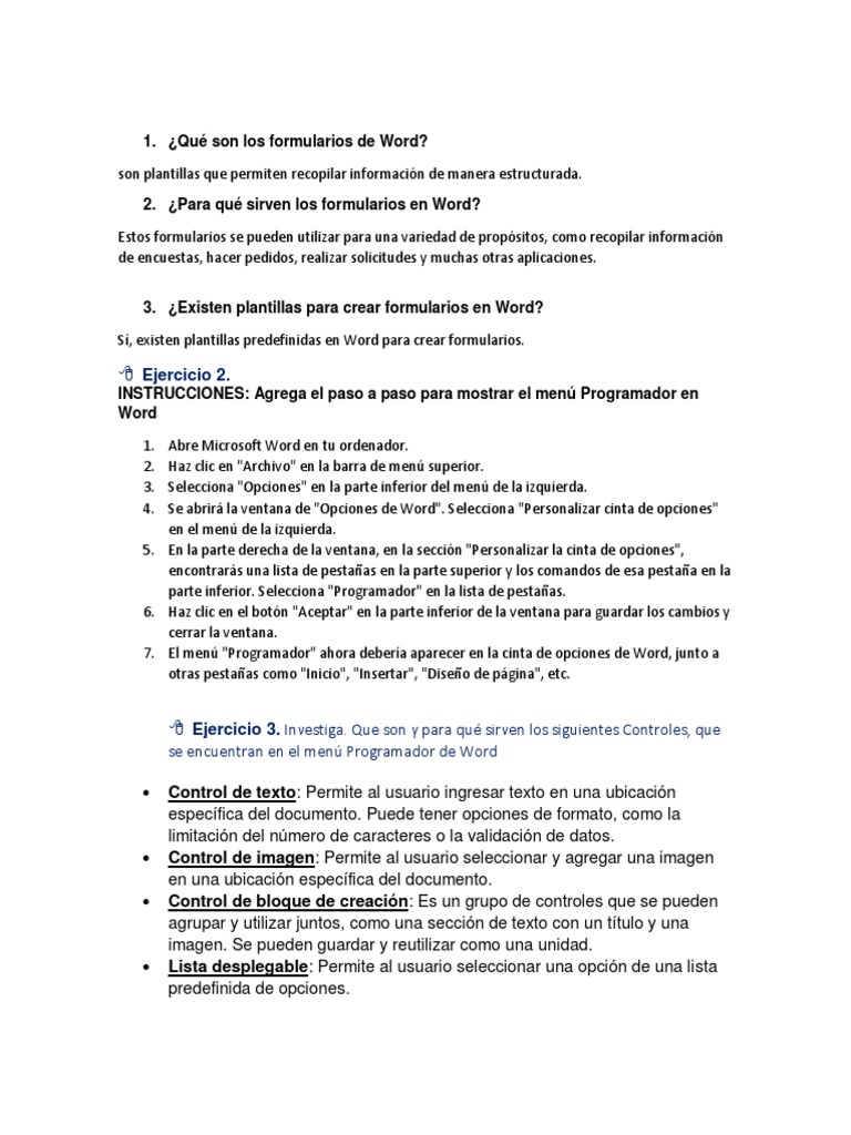 Cómo crear formularios interactivos en Word utilizando plantillas y ...