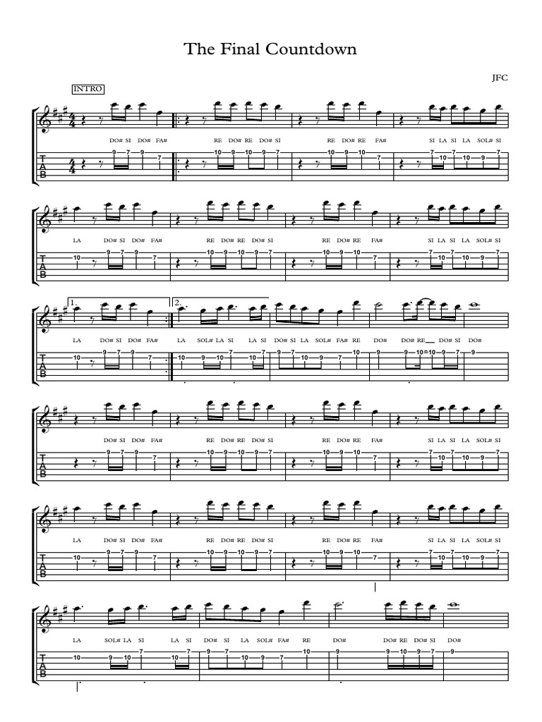 The Final Countdown (Guitarra) | PDF