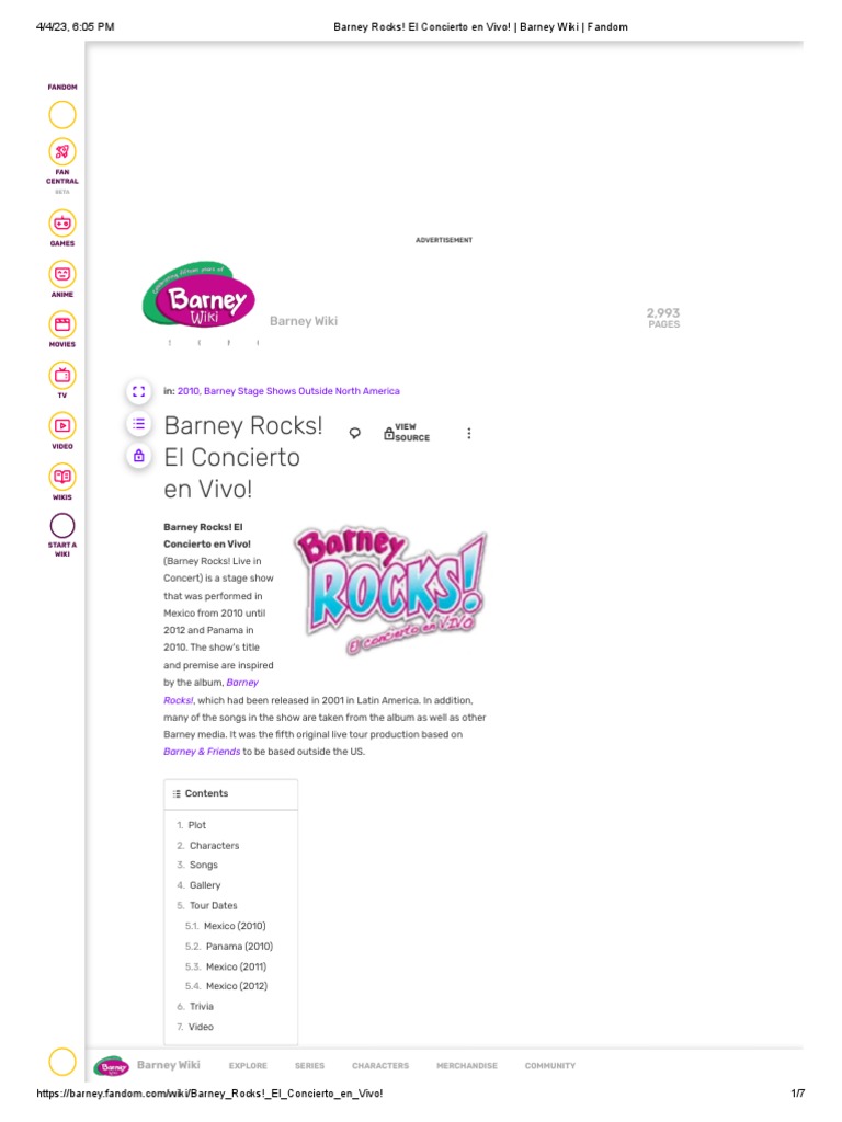 Barney Rocks! Live Show Overview | PDF | Fandom