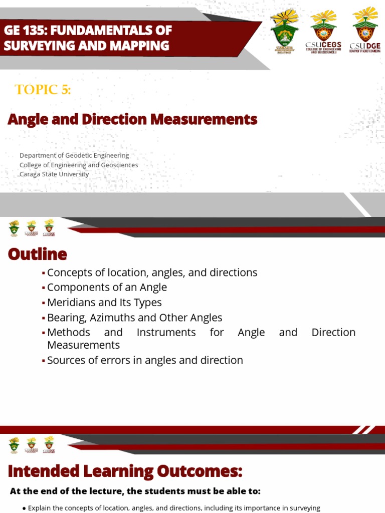 Topic 5:: Angle and Direction Measurements | PDF | Compass | Angle