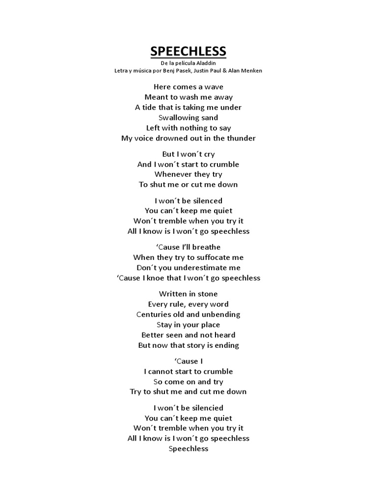 Speechless - Aladdin | PDF