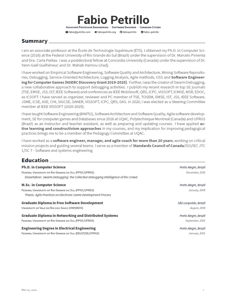 Fabio Petrillo: Software Engineering Expert | PDF | Software ...