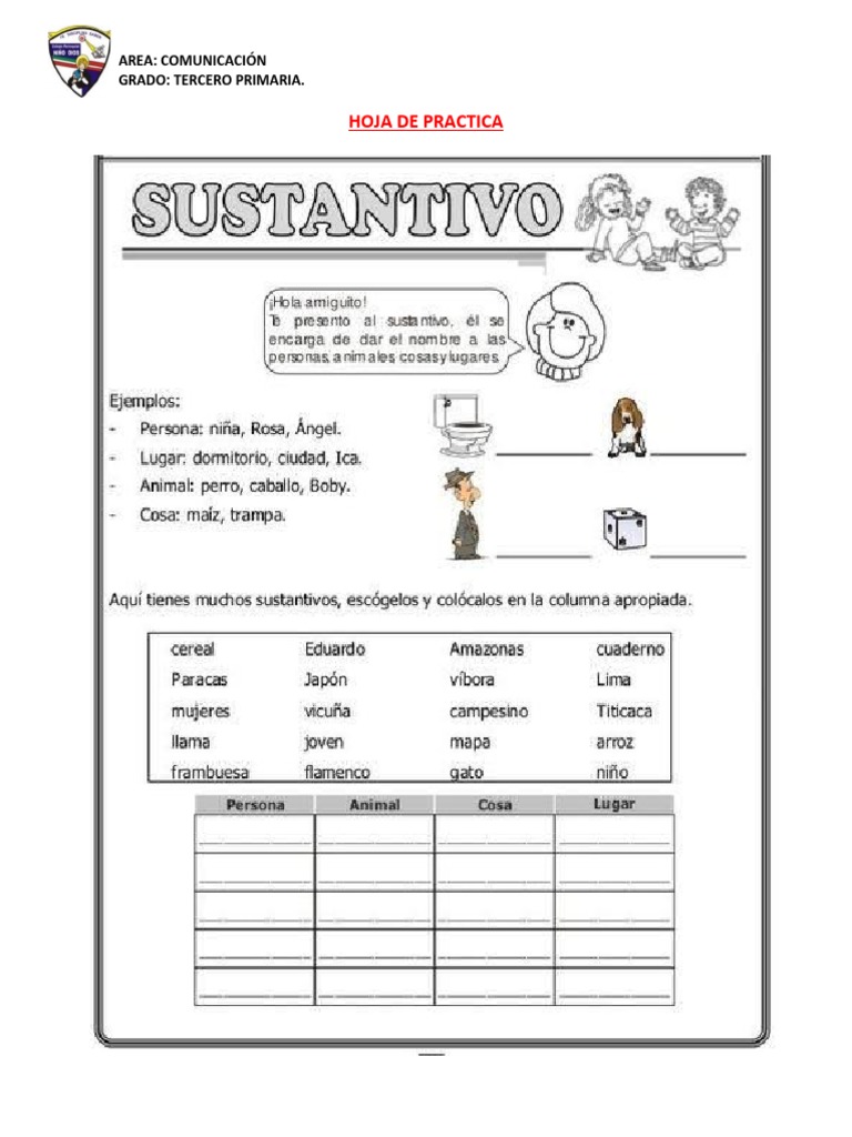 HOJA_DE_PRACTICA_SUSTANTIVO_COM | PDF