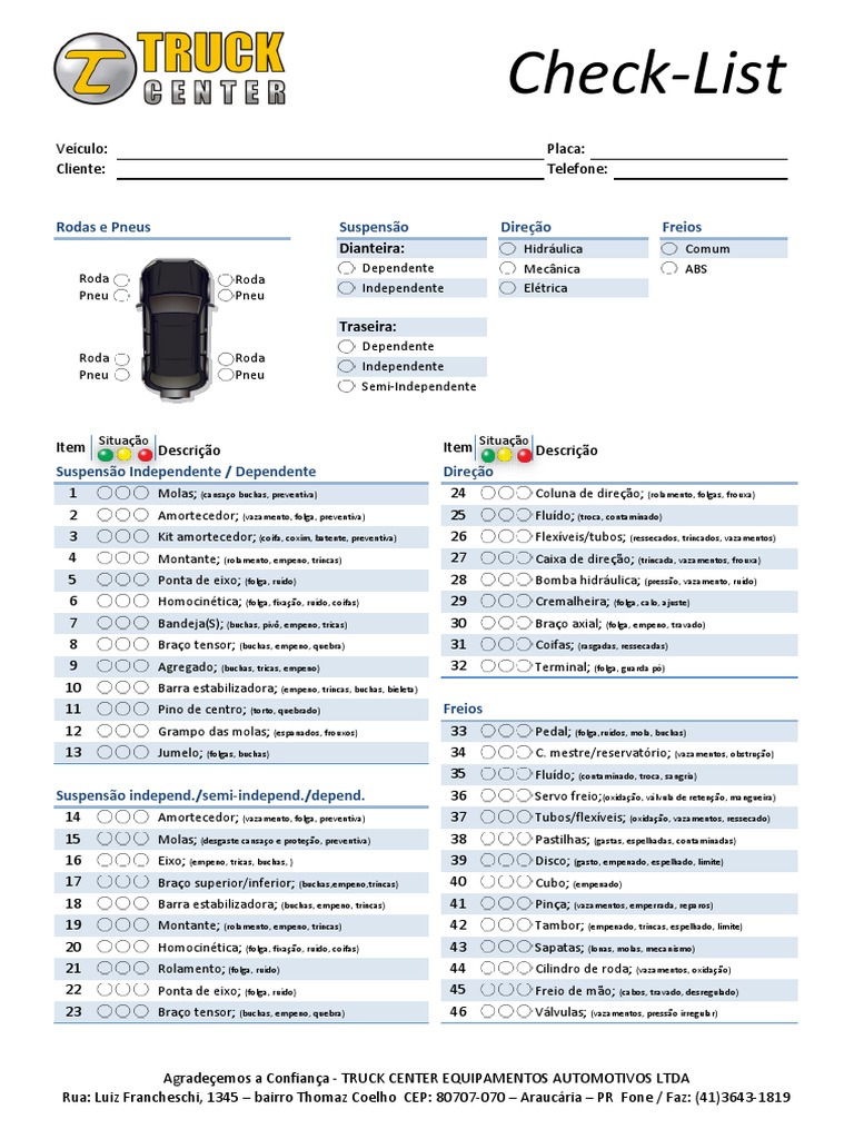 Check-List Suspensão | PDF | Máquinas | Componentes