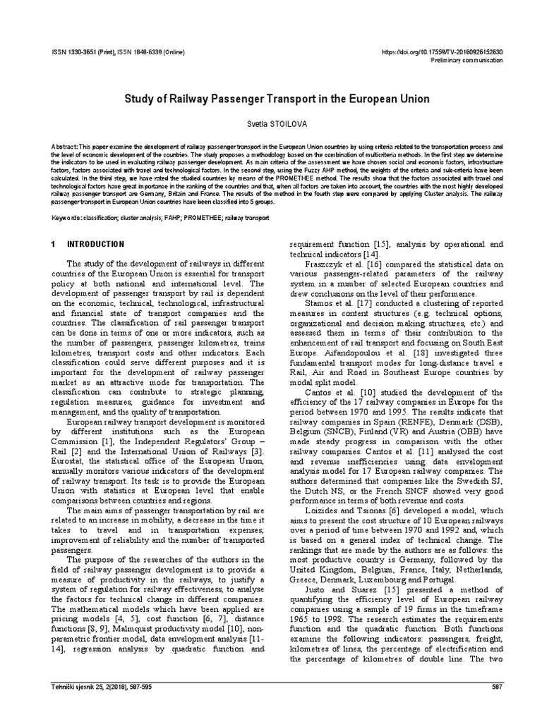 Analysis of Factors Influencing Railway Passenger Transport Development in European Union ...