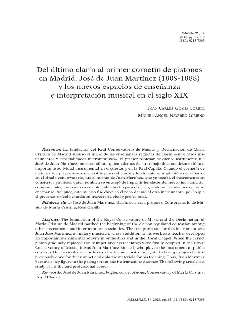 Del Último Clarín Al Primer Cornetín de Pistones en Madrid. José de ...