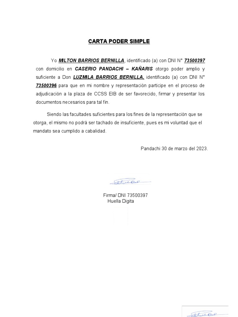 Carta Poder Simple | PDF