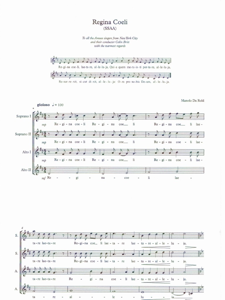 Regina Coeli - Manolo Da Rold | PDF