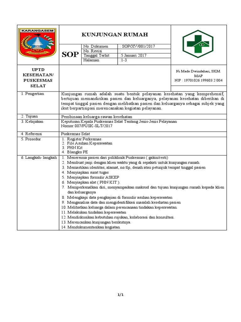 Sop Kunjungan Rumah | PDF