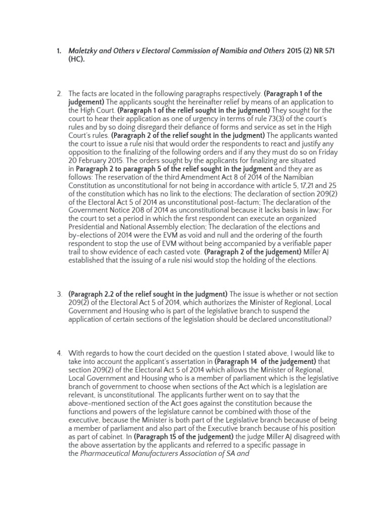 Maletzky v Electoral Commission Ruling | PDF | Cost Of Living ...