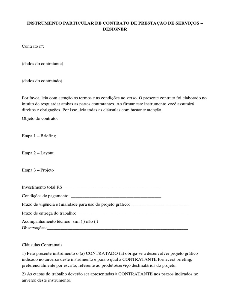 Modelo de Contrato Prestação de Serviço | PDF | Qualidade (negócios)
