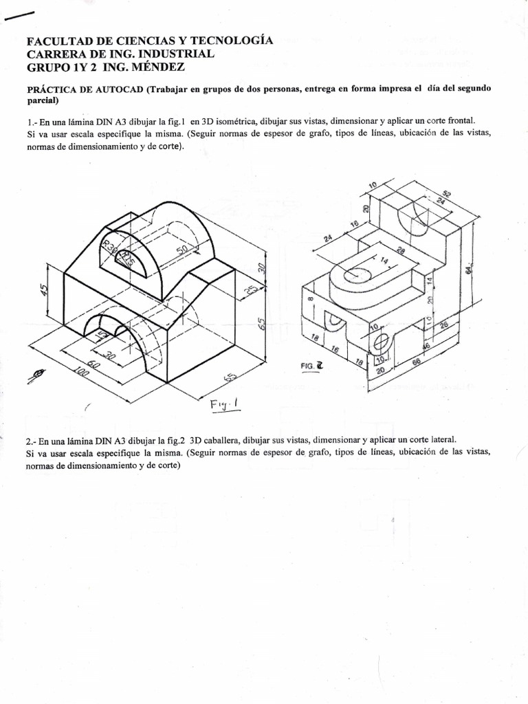 Dibujo tecnico Practicas Autocad Ivan Mendez | PDF