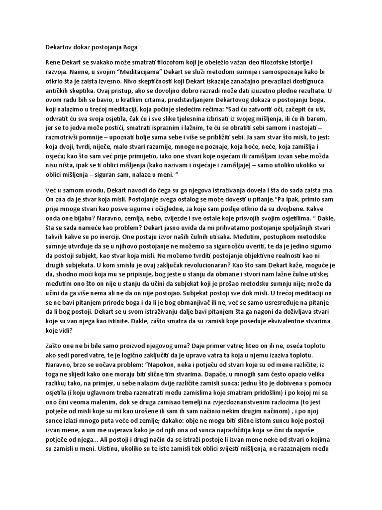 Dekartov Dokaz Postojanja Boga | PDF
