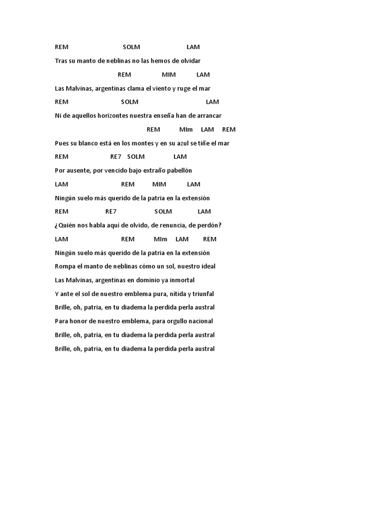 Marcha de Malvinas Acordes | PDF