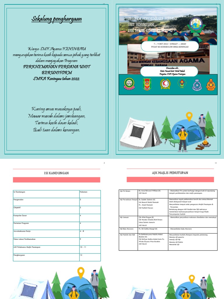 Buku Program Perkhemahan Perdana Smka 2022 | PDF