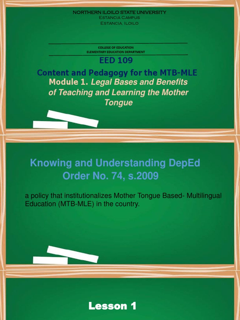 EED 109 Content and Pedagogy For The MTB-MLE | PDF | First Language | Teachers