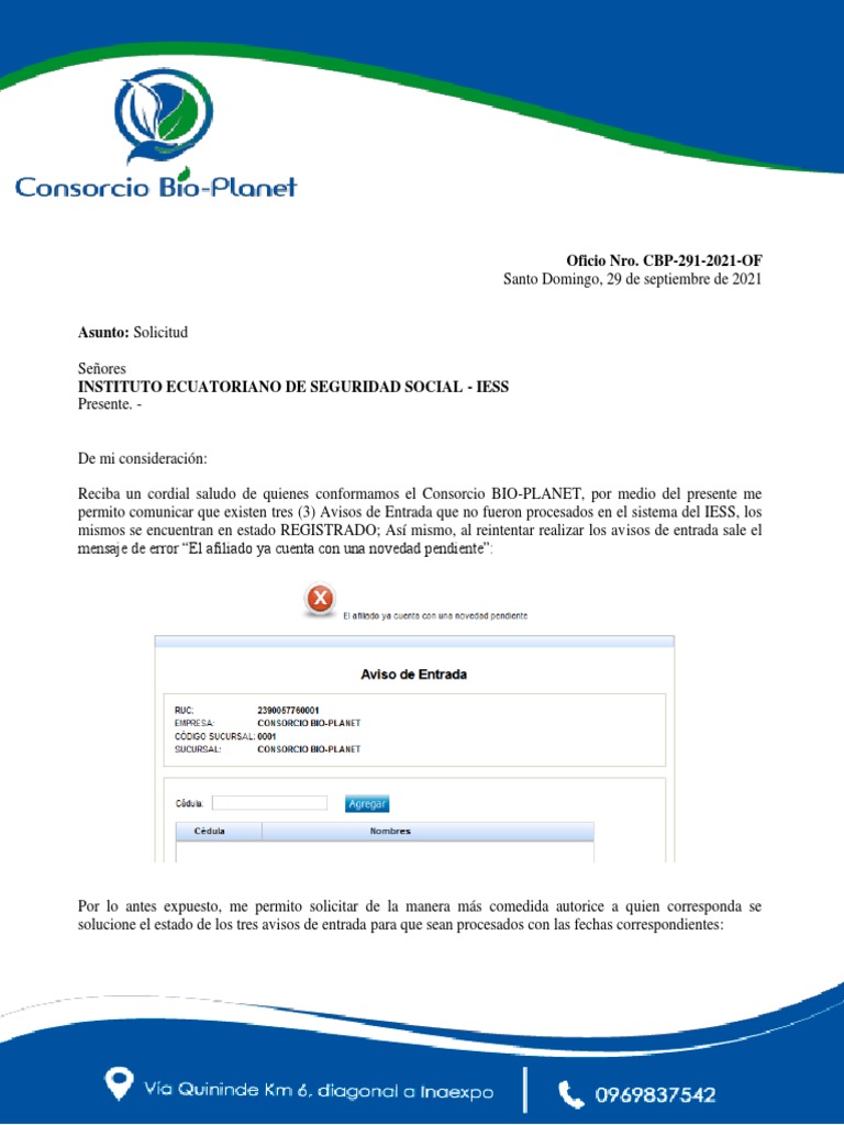 Oficio Cbp-291-2021-Of | PDF