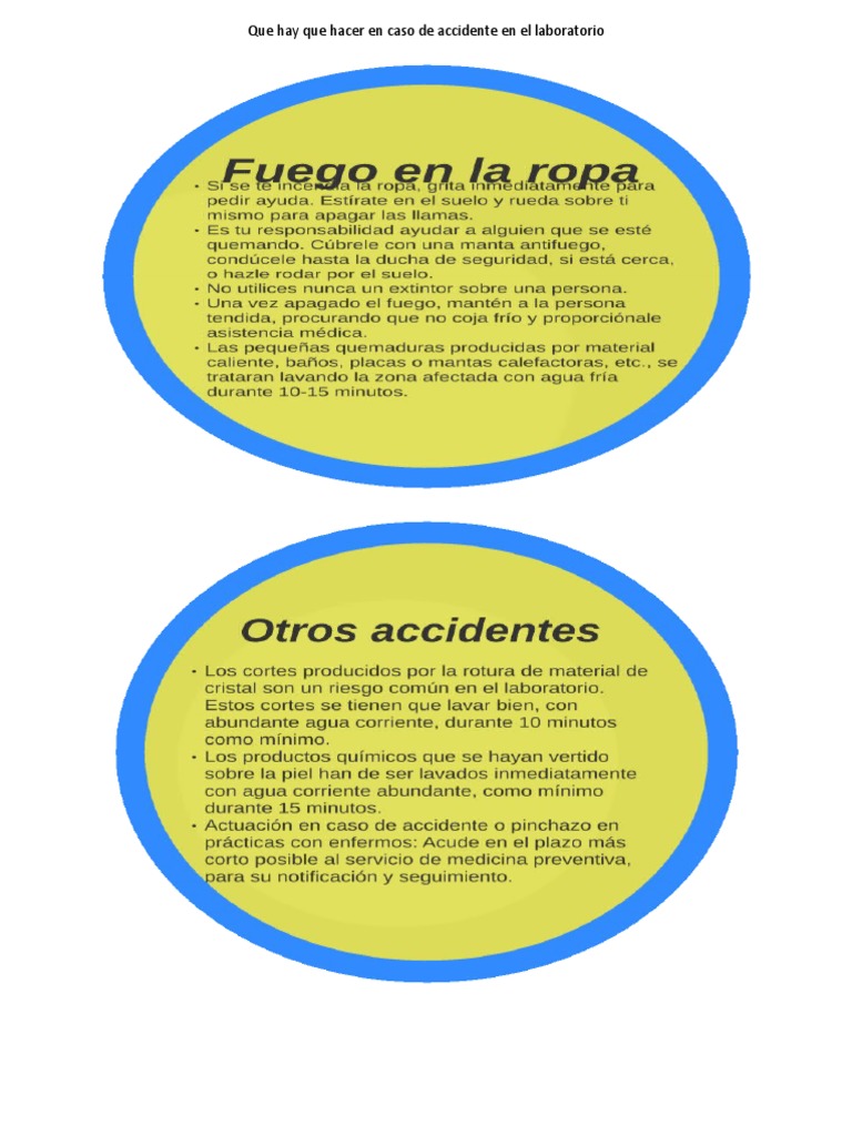 Que Hay Que Hacer en Caso de Accidente en El Laboratorio | PDF ...
