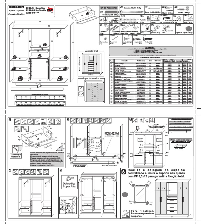 Manual Montagem Guarda Roupa | PDF