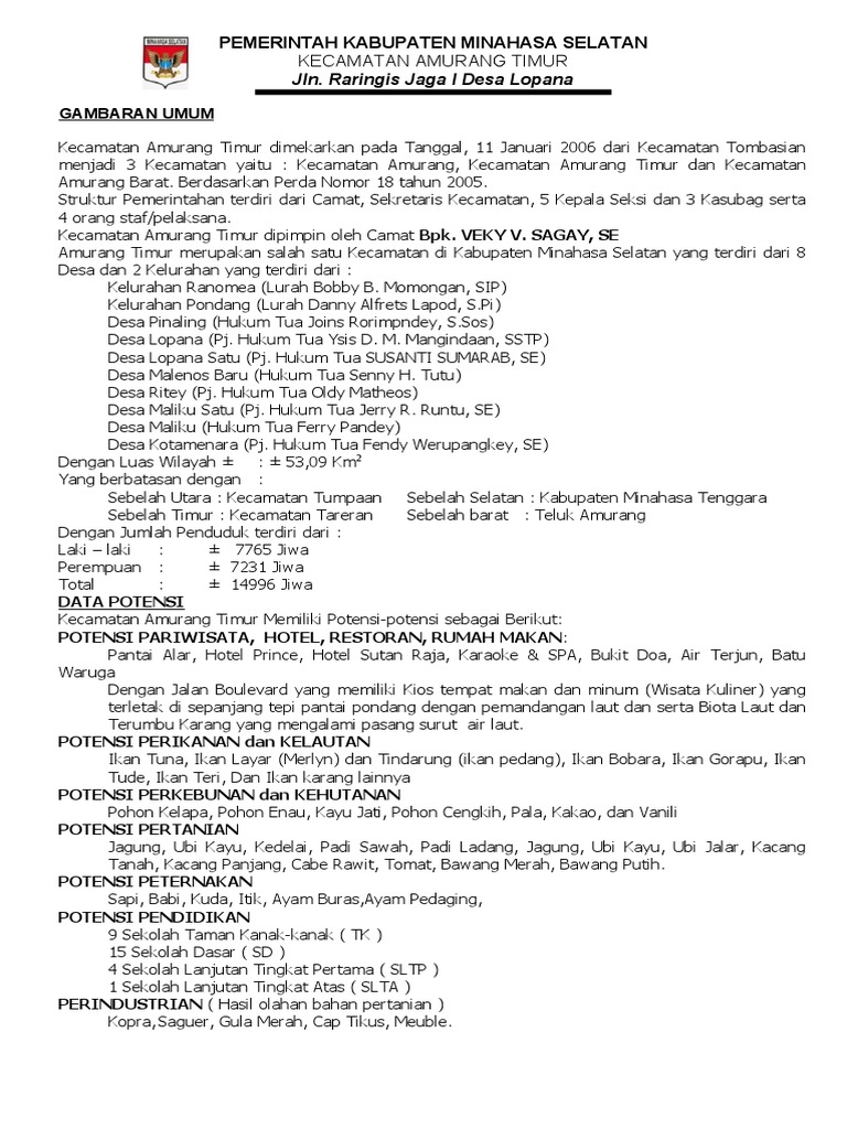 Amurang Timur Potensi | PDF