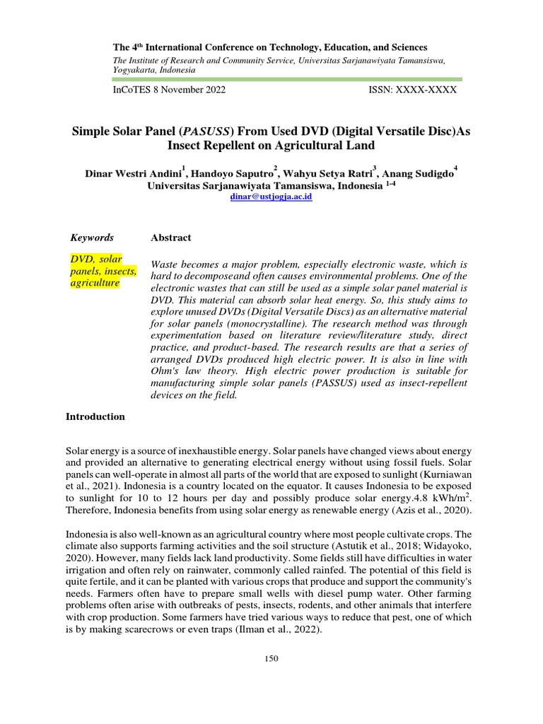 Simple Solar Panel (PASUSS) From Used DVD (Digital Versatile Disc) As ...
