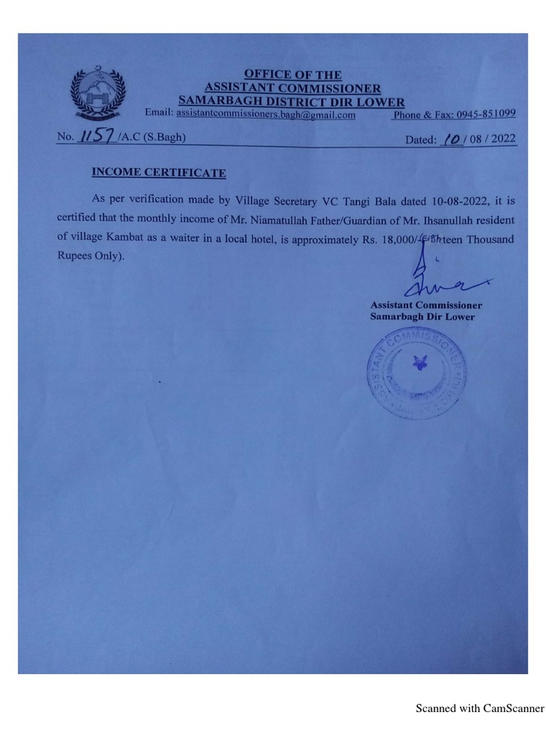 income certificate | PDF