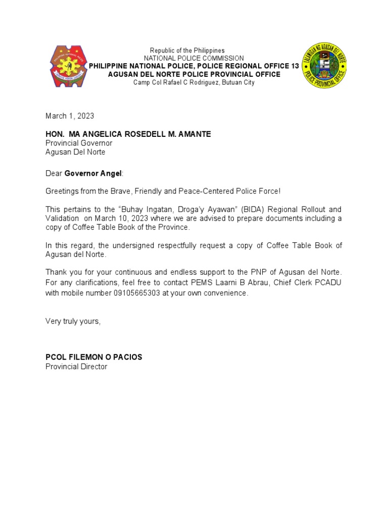 Letter Request For Coffe Table | PDF