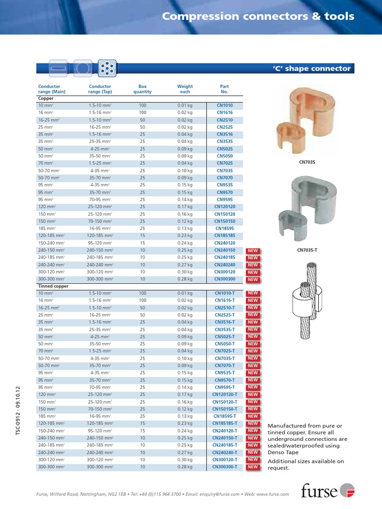 Furse Cable Lugs | PDF | Electrical Engineering | Equipment