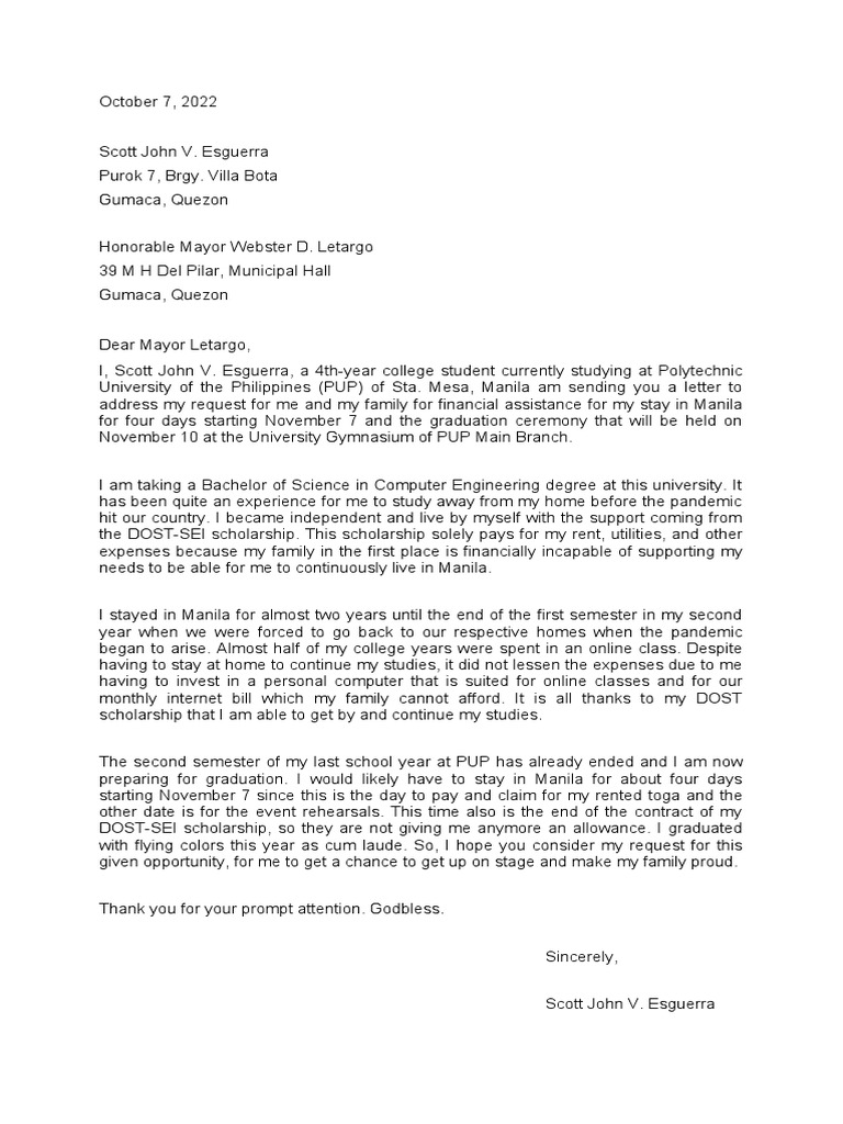 Letter To Mayor | PDF