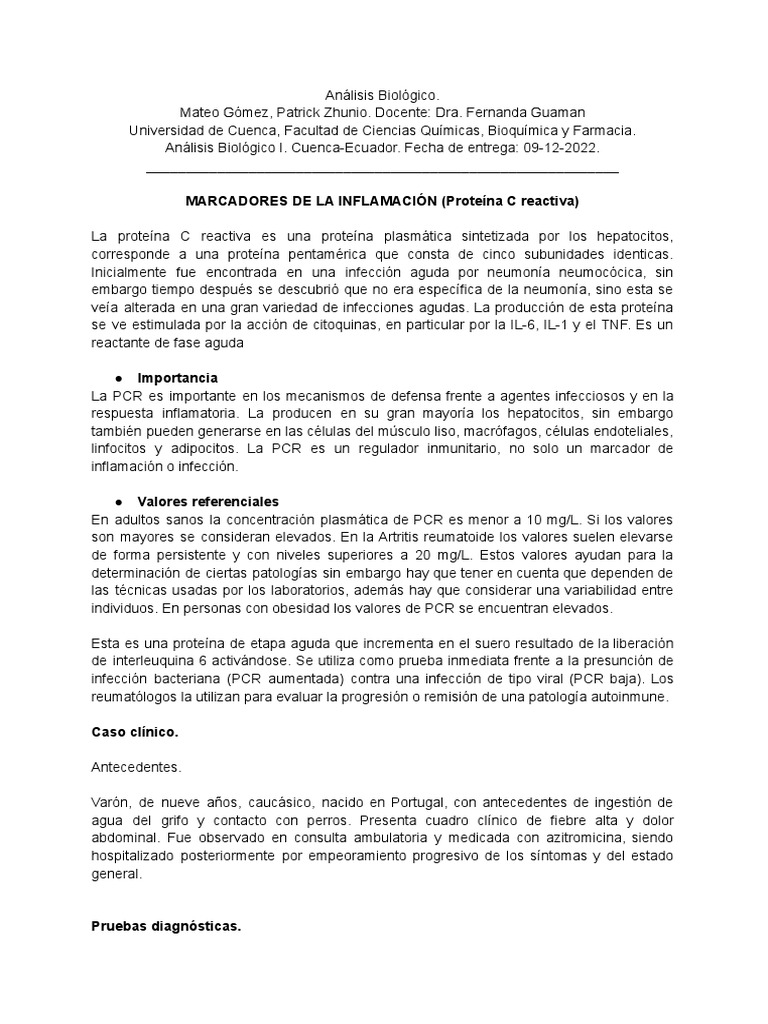 Proteína C Reactiva, Importancia. | PDF | Proteína C-reactiva ...